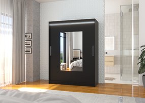 ADRK Furniture Posuvná skříň se zrcadlem a LED osvětlením DORRIGO 150 ADRK-SW-DOR-B-150+L