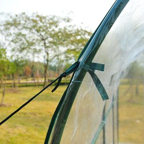 Outsunny Zahradní Tunelový Skleník, Balkonový Skleník pro Rostliny a Zeleninu s PVC Krytem, Rolovacími Dveřmi a Ocelovým Rámem, 2x2,5x2m