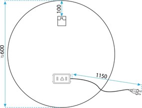 Tutumi Zrcadlo ⌀60 cm s vyhříváním a regulovatelným LED osvětlením HOM-00203