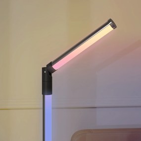 HOMCOM LED stojací lampa do obývacího pokoje s dálkovým ovládáním, ovládání pomocí aplikace, stmívatelná stojací lampa s časovačem, synchronizace s h…