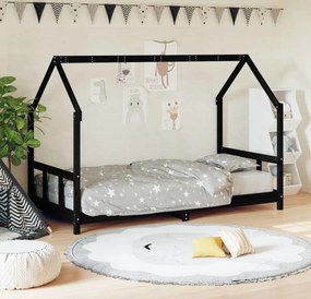 vidaXL Dětská postel 90 x 190 cm masivní borové dřevo [835728] Barva: Černá