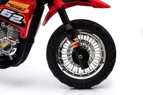 Ramiz Dětská motorka Cross na baterie červená + pomocná kolečka + LED zvuky