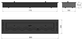 InFire - Vestavěný BIO krb 7,5x80 cm 6kW černá