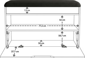Botník s sedákem a úložným prostorem SOTO, 80 x 50 x 35 cm, černá