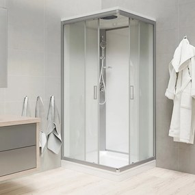 Mereo Mereo, Sprchový box se střechou, čtvercový, satin ALU, sklo Point, zadní stěny bílé, CK34172KMSW