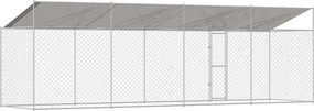 Psí klec s střechou Stříbrná 800 x 200 x 256 cm Ocel a PE 3368303