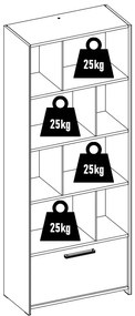 Kombinovaná knihovna Dylan - bílá/dub světlý