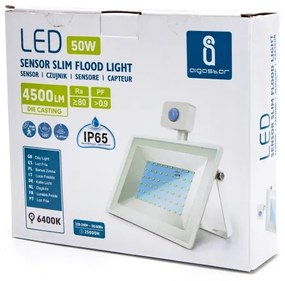 Aigostar - LED Reflektor se senzorem LED/50W/230V 6400K IP65 bílá