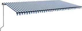 Ručně zatahovací markýza s LED světlem 600 x 300 cm modrobílá 3069161