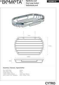 Bemeta Design CYTRO: Polička, do sprchy -