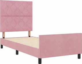 Postel s boxspringem s čelo Růžová 90 x 200 cm samet 3344986