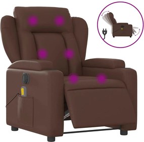 Elektrické masážní polohovací křeslo hnědé umělá kůže 3204539