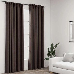 Zatemňovací závěsy s háčky vzhled lnu 2 ks taupe 140 x 225 cm 321205