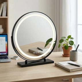 Rea Kosmetické zrcadlo ⌀50 cm s regulovatelným LED osvětlením HOM-12022 černé