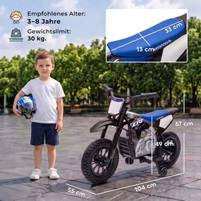 AIYAPLAY Elektro motorka pro děti HONDA CRF 450R 12V dětský motokros s 35W motorem, lithiová baterie, zadní odpružení, kola 12 palců 370-485V90BK