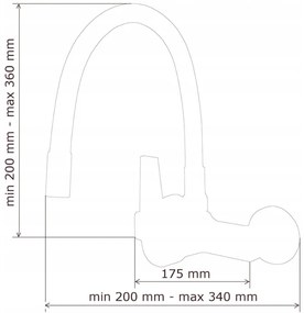 Gamma Flex, nástěnná dřezová baterie s elastickým ramenem, černá-chromová, GMA-BFXS-BK