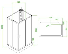 BPS-koupelny Hydromasážní box HYD-AL120 levý, 120x80 cm