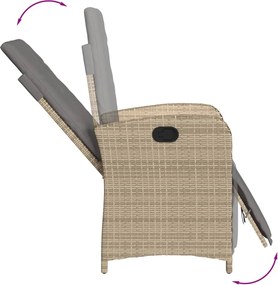 3dílný bistro set s poduškami béžový polyratan 3212584