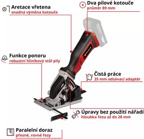 Aku mini ponorná pila Einhell TE-CS 18/89 Li Solo 4331100