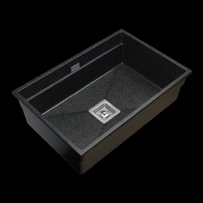 Gamma Decor 7050, 1-komorový granitový dřez 700x470x220 mm, černá se zlatými tečkami, GMA-ZLE000108