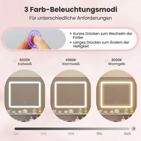 Costway Toaletní stolek se zrcadlem a osvětlením set make-up s objímkami