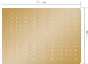 Dešťová sprchová hlavice nerezová ocel 40x30 cm obdélník zlatá 147714