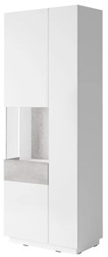 Vitrína dvoudveřová Levá Silke 12 - Bílý lesk / colorado beton