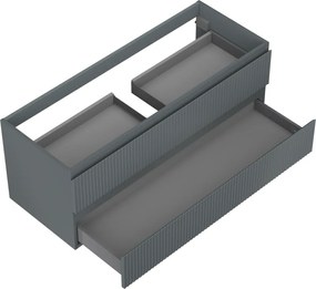 Mexen Rivel, koupelnová skříňka 120 cm, 2 zásuvky, drážkovaná, grafitová matná, 91A20-12047-2-BFF66