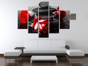 Gario Obraz s hodinami Roses and spa - 5 dílný Rozměry: 150 x 105 cm