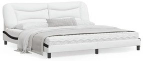 vidaXL Rám postele s LED osvětlením bílý a černý 200x200 cm umělá kůže