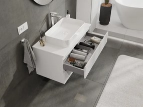Mexen Rivel, koupelnová skříňka 90 cm, 2 zásuvky, drážkovaná, bílá matná, 91A20-09047-2-BFF01