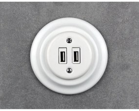 Elhard Kulatá keramická USB zásuvka, bílá KV2032W
