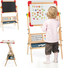 Costway Dřevěný stojan otočný stojící dětský stojan – 62 × 45 × 118 cm, barvitý