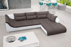 LOFT rohová sedací souprava, pravá, bílá/hnědá (soft 17/inari 27)