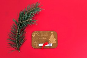 Lepy.cz Dřevěné vánoční přání - Od Ježíška Velikost (šířka x výška): 15x10cm, Barevná varianta: Ořech