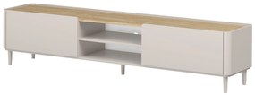 TV stolek Elivo 220 cm na nožkách - kašmírová / dub olejovaný