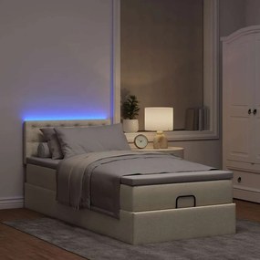 Osmanská postel s matrací &amp; LEDs krémová 90x200 cm látka 3312448