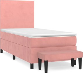 Box spring postel s matrací růžová 90x200 cm samet 3137706