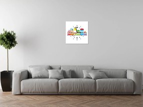 Gario Obraz s hodinami Barevné domky Rozměry: 40 x 40 cm