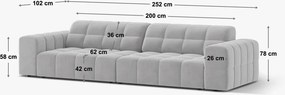 Šedá sametová pohovka 252 cm Chicago – Cosmopolitan Design