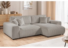 Světle šedá manšestrová rozkládací/s úložným prostorem rohová pohovka (pravý roh) Sarina – Ropez