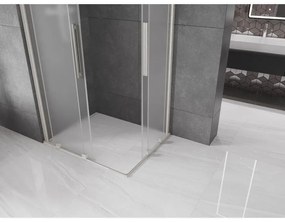 Mexen Velar Duo, sprchový kout s posuvnými dveřmi 90 x 80 cm, 8mm sklo námraza, broušená ocel, 871-090-080-32-97