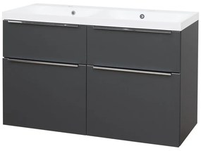 Mereo Mereo, Mailo, koupelnová skříňka s umyvadlem z litého mramoru 121 cm, bílá, dub, antracit, CN533M