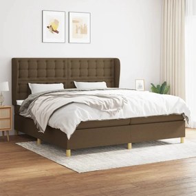 Box spring postel s matrací tmavě hnědá 200x200 cm textil 3128872