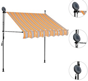vidaXL Marketos Ručně zatahovací markýza s LED světlem 100 cm žlutomodrá
