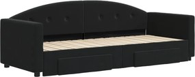 Válenda s přistýlkou a zásuvkami černá 80 x 200 cm samet 3197346