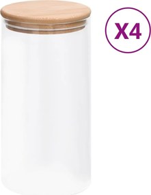 vidaXL Skleněné dózy s bambusovým víčkem 4 ks 1200 ml [150705]