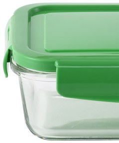 Dóza na potraviny z borosilikátového skla United Colors of Benetton s víkem / 840 ml / polypropylen / zelené víko / transparentní