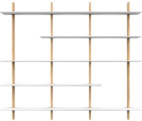 OnaDnes -20% Bílý dřevěný nástěnný regál Tenzo Bridge s bukovými sloupky 190 x 224 cm