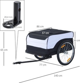 HOMCOM Ruční vozík s nosností 40 kg, skládací, bílo-černý, ocel a Oxford, 140x77x65cm, pro zahradu a dopravu